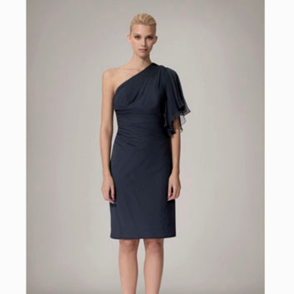 Tadashi Shoji | Dresses | Lbd Tadashi Shoji One Shoulder Flutter Sleeve ...